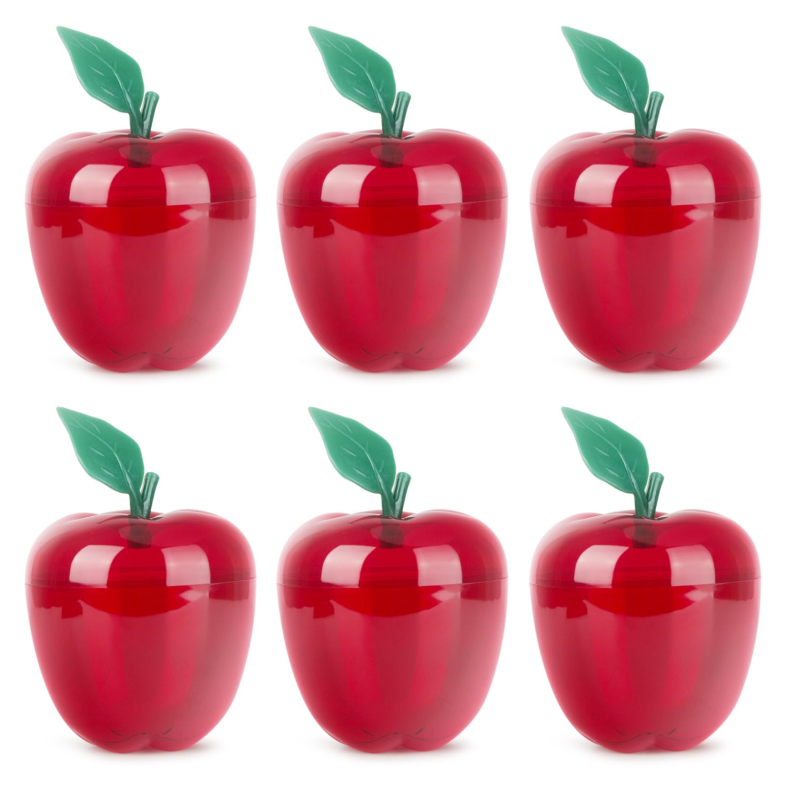 heffiso Apple Shape Cookie Jars, Apple Shaped Container, Plastic Candy Containers, Festival Cookie Container Set for Christmas Decoration, Lovely Candy Cookie Jar (6 in Red)