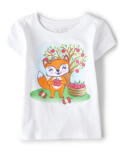 The Children's Place Baby-Girls And Toddler Girls Short Sleeve Graphic T-shirt Fox Apples 4T