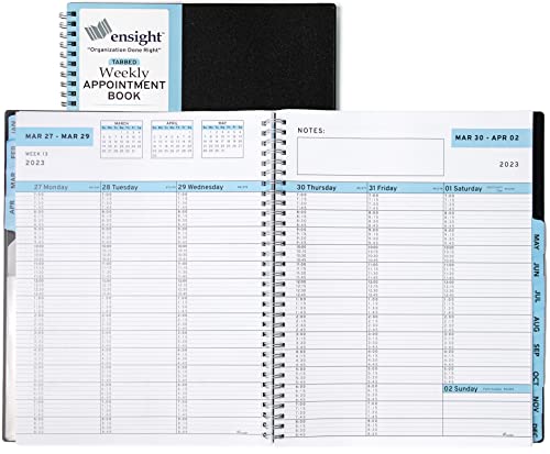 2023 Appointment Book & Planner - Ensight 8.5 x 11 inches, Large Tabbed Daily Hourly Weekly Planner, Calendar and Schedule Book 15-Minute time Slots, Business and Personal Planner (Blue)
