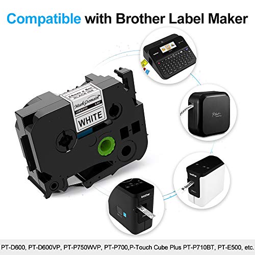 7 Pack, MarkDomain Compatible Label Tape Replacement for Brother TZe-251 Tape 24mm 0.94 White Tape and TZe-131 0.47" x 26.2'(12mm x 8m) Laminated P Touch Label Maker Tape, Black on White & Clear