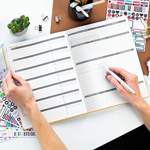 Clever Fox Planner PRO – Weekly & Monthly Life Planner to Increase Productivity, Time Management and Hit Your Goals – Organizer, Gratitude Journal – Undated, 1 Year – Softcover, 8.5x11″ (Amber Yellow)