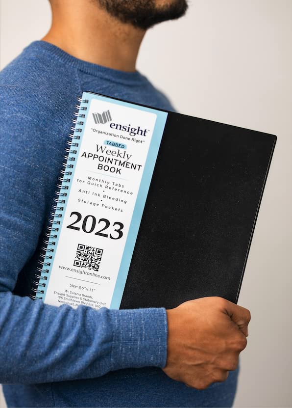 2023 Appointment Book & Planner - Ensight 8.5 x 11 inches, Large Tabbed Daily Hourly Weekly Planner, Calendar and Schedule Book 15-Minute time Slots, Business and Personal Planner (Blue)