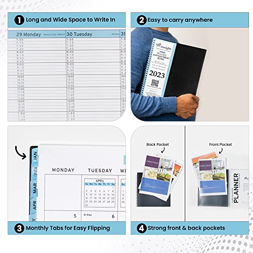 2023 Appointment Book & Planner - Ensight 8.5 x 11 inches, Large Tabbed Daily Hourly Weekly Planner, Calendar and Schedule Book 15-Minute time Slots, Business and Personal Planner (Blue)