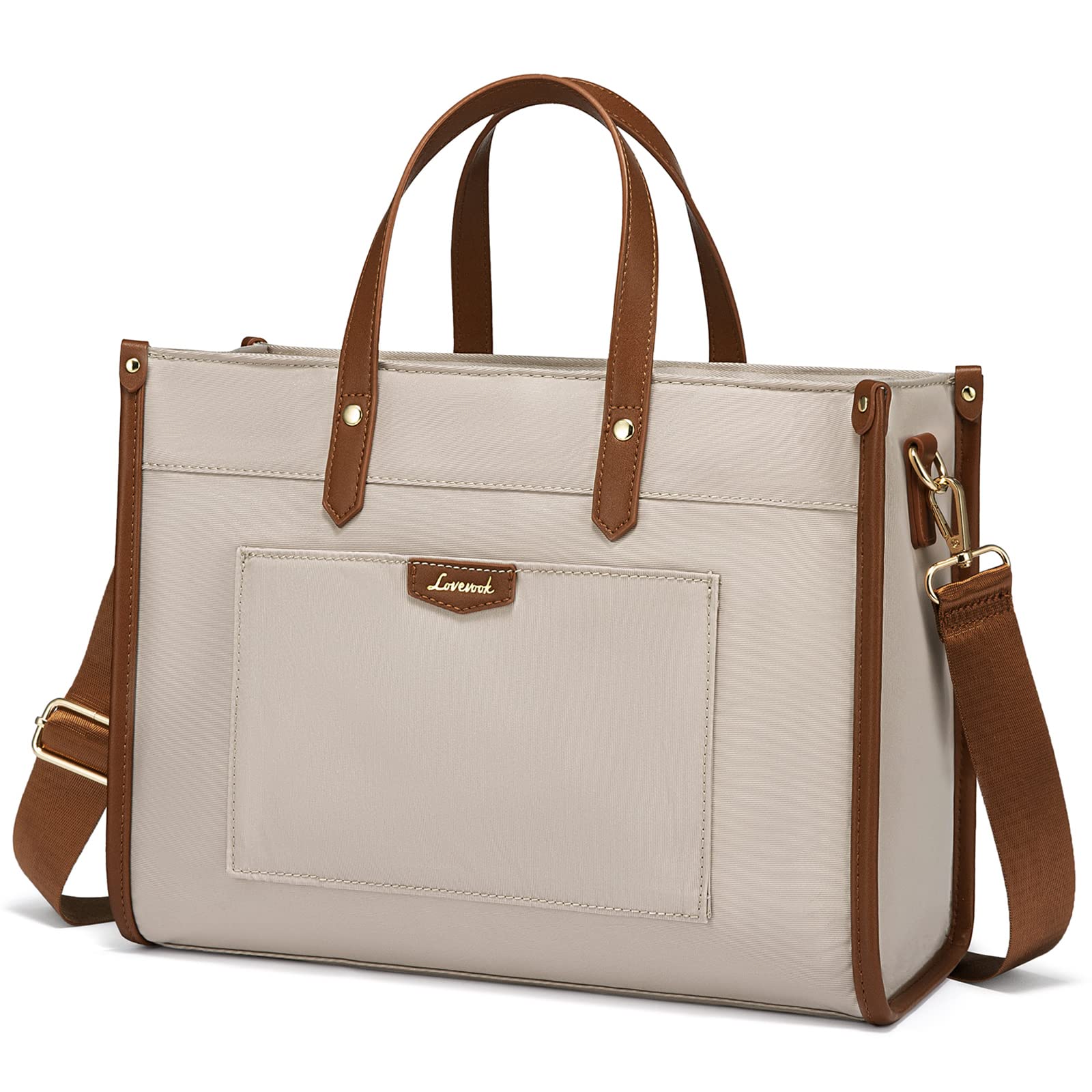 LOVEVOOK Lunch Bag Women Fashion,Lightweight Large Capacity Insulated Lunch Box for Office Work Picnic,Nude-Apricot,M