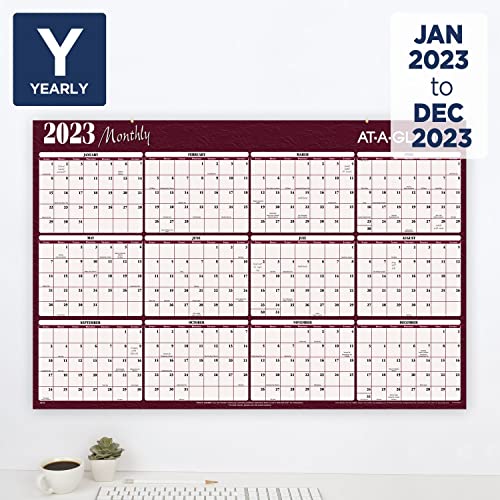 AT-A-GLANCE 2023 Erasable Calendar, Dry Erase Wall Planner, 48" x 32", Jumbo, Horizontal, Reversible, Red (A152)