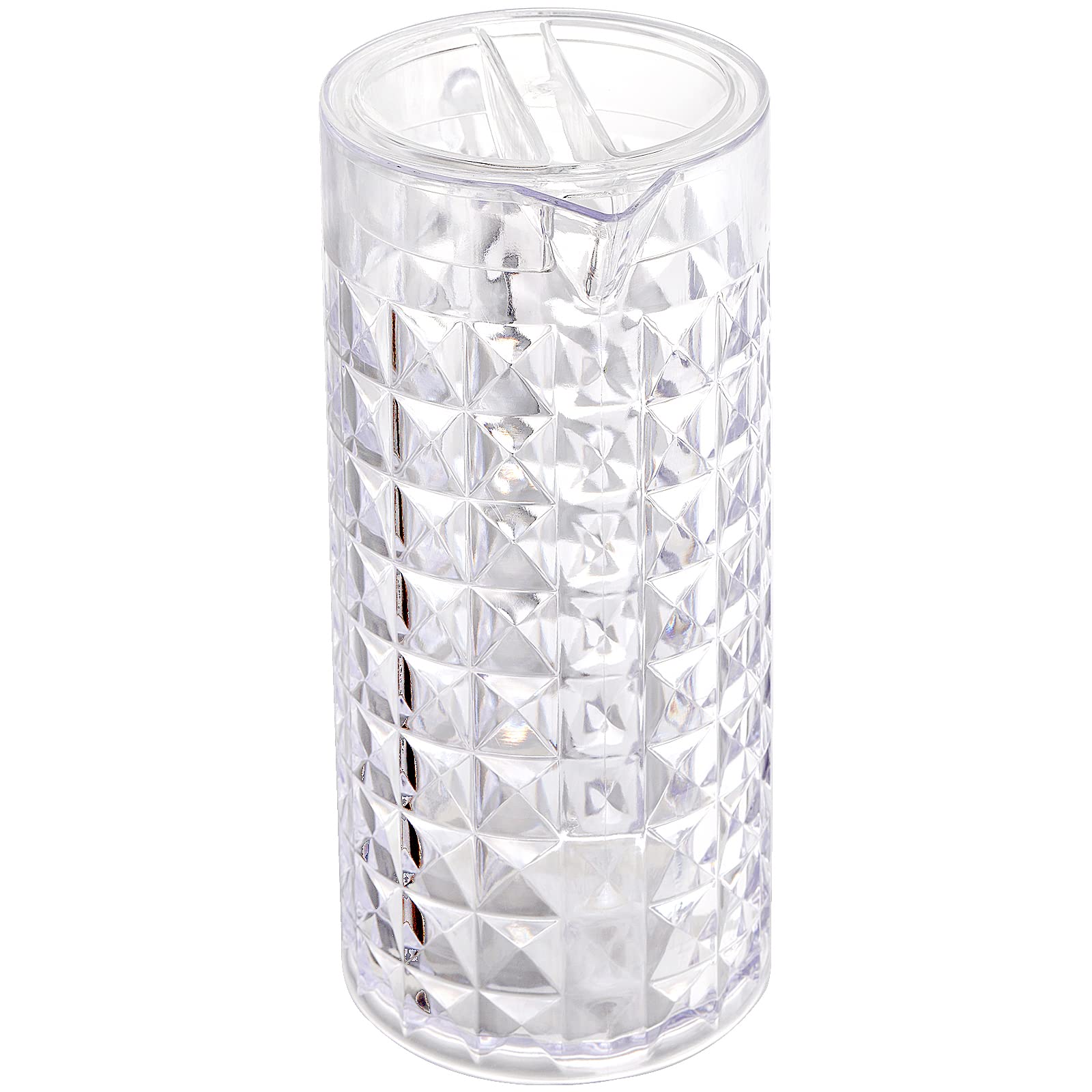 AVLA 2 Pack Acrylic Pitcher, 42 OZ Clear Water Container with Lid, Drink Beverage Fridge Jug, BPA-Free, Shatter-Proof, for Iced Tea, Sangria, Lemonade, Juice, Milk, Premium Quality, Diamond Pattern