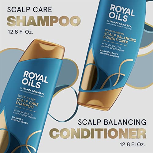 Head & Shoulders Royal Oils Shampoo and Conditioner Set �� Includes Anti-Dandruff Scalp Care Shampoo (12.8 Fl Oz.) & Moisture Renewal Scalp Balancing Conditioner, Hair Treatment for Curly & Coily Hair