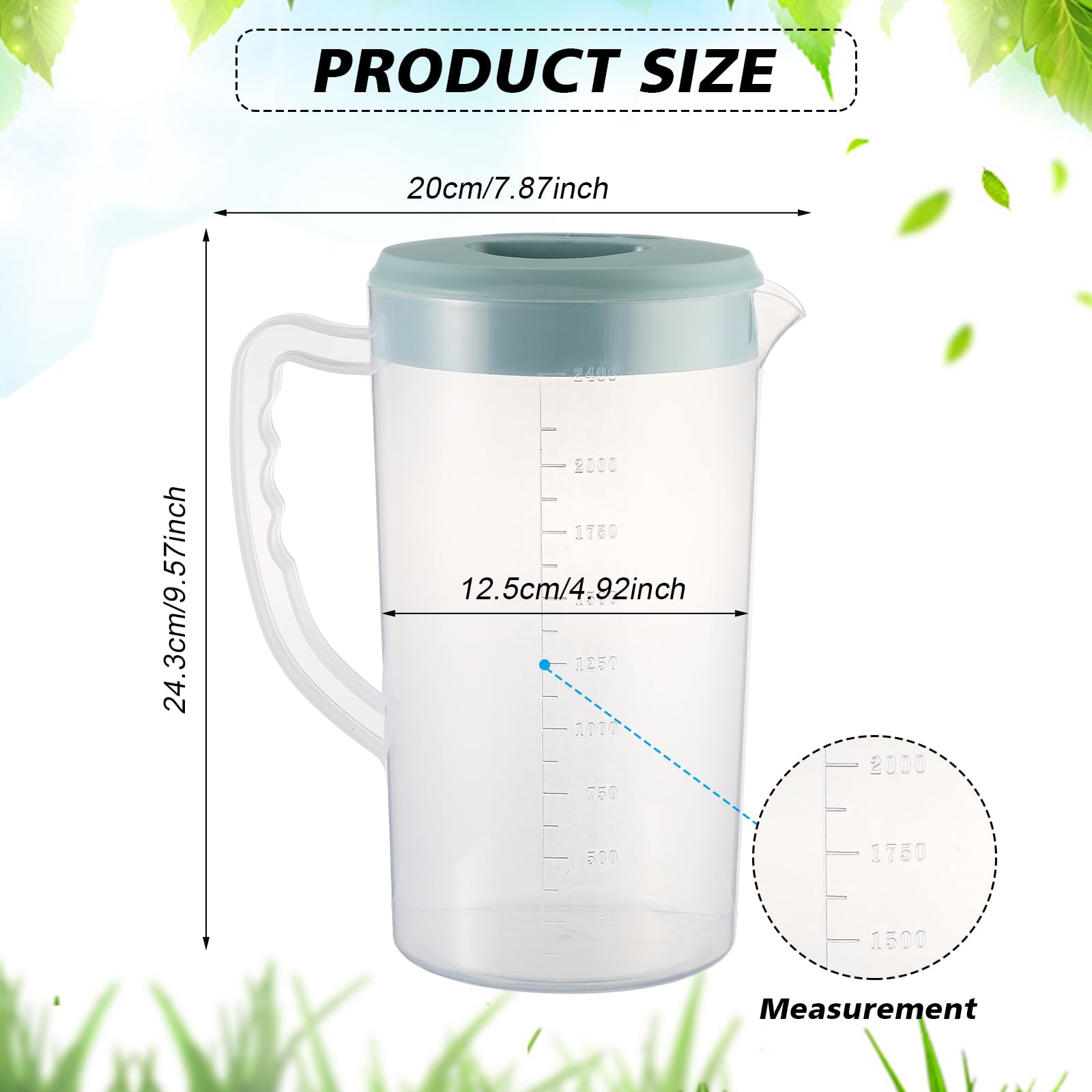 Bokon 2 Pcs 0.69 Gallon/ 88 Oz/ 2.6 l Plastic Pitcher with Lid Clear Water Jug Juice Beverage Jar with Handle Ice Tea Kettle for Hot Cold Mix Drink Lemonade, Pink and Blue Lid
