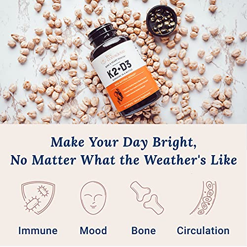 Live Conscious Vitamin K2 MK7 with D3 Supplement by LiveWell | Bone & Heart Health Support - Patented Vitamin K & Vitamin D3 5000 IU - 120 Softgels (2-Pack)