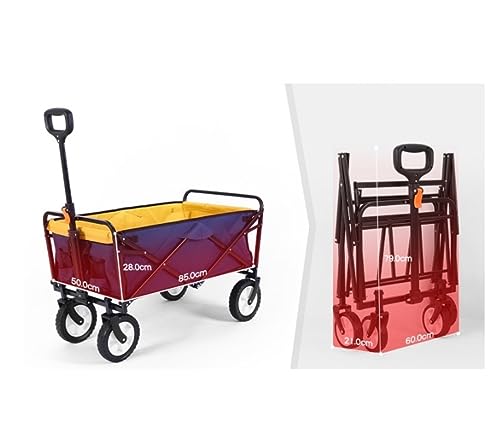 Suuim Garden Wagon Folding Wagon Utility Wagon Collapsible Utility Wagon Carts Large Capacity Beach Folding Wagon with Large Wheels Outdoor Camping Collapsi