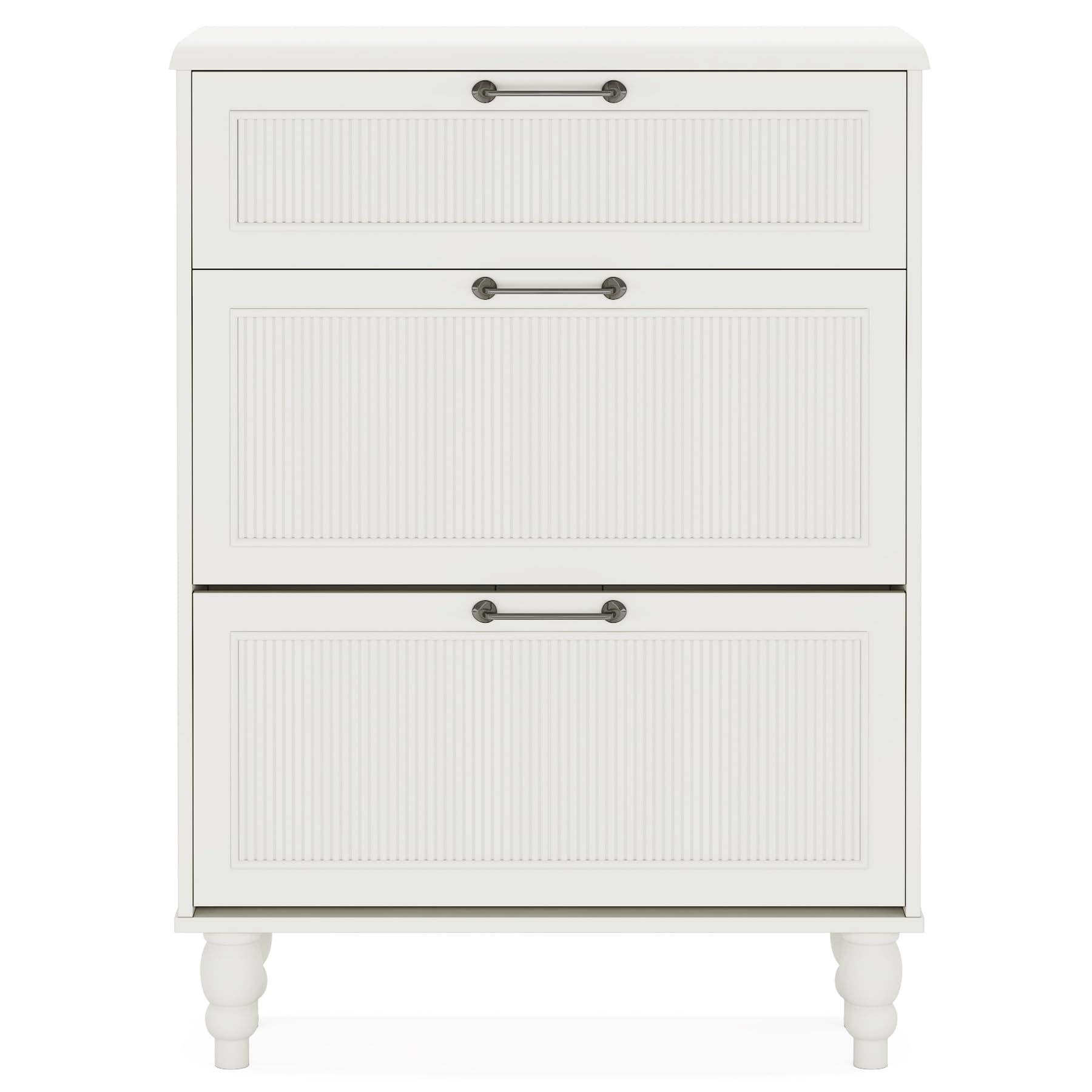 Tribesigns White Shoe Storage Cabinet: Shoe Organizer Cabinet with 2 Flip Drawers, Slim Freestanding Shoe Storage Rack, Wood Shoe Organizer for Entryway, Living Room, Closet
