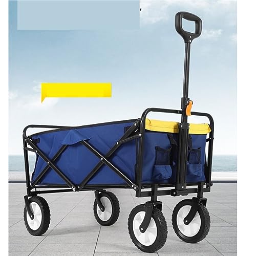 Suuim Garden Wagon Folding Wagon Utility Wagon Collapsible Utility Wagon Carts Large Capacity Beach Folding Wagon with Large Wheels Outdoor Camping Collapsi