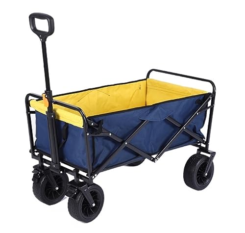 Suuim Garden Wagon Folding Wagon Utility Wagon Collapsible Utility Wagon Carts Large Capacity Beach Folding Wagon with Large Wheels Outdoor Camping Collapsi