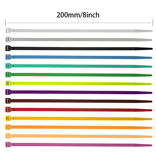 XINGO 100PCS Cable Zip Ties Heavy Duty, Premium Nylon Plastic Wire Ties with 50 Pounds Tensile Strength, Self-Locking Black Nylon Zip Ties for Indoor and Outdoor (8 inch, Blue)