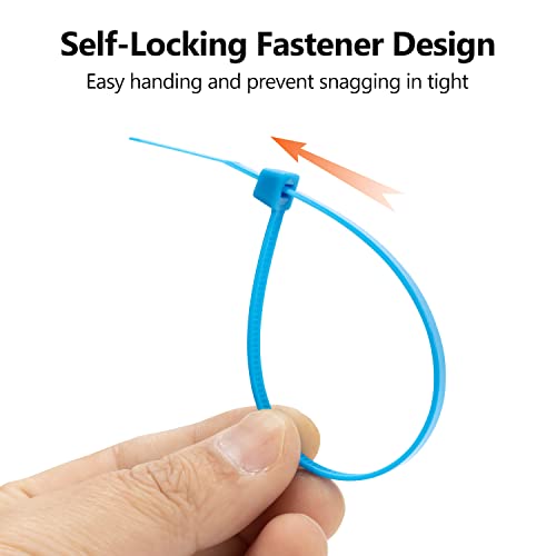 XINGO 100PCS Cable Zip Ties Heavy Duty, Premium Nylon Plastic Wire Ties with 50 Pounds Tensile Strength, Self-Locking Black Nylon Zip Ties for Indoor and Outdoor (8 inch, Blue)