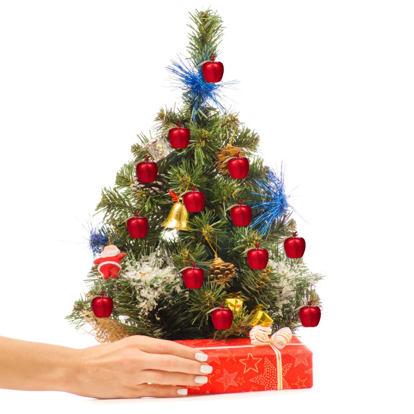 24Pcs Christmas Apples Ornaments Shatterproof Baubles Apple Shaped Hanging Ornaments Mini Apples Ball for Xmas Holiday Festival Christmas Tree Decorations Red