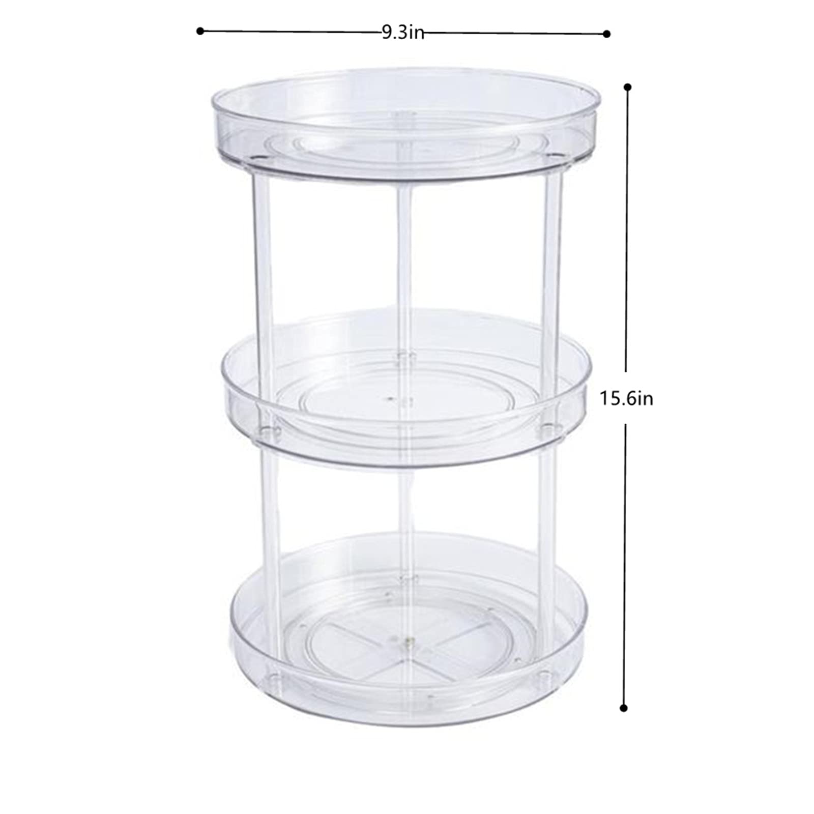 3-Layer 360-Degree Transparent Rotating Spice Rack Storage Rack Lazy Kitchen Bathroom Cosmetic Finishing Turntable Cabinet