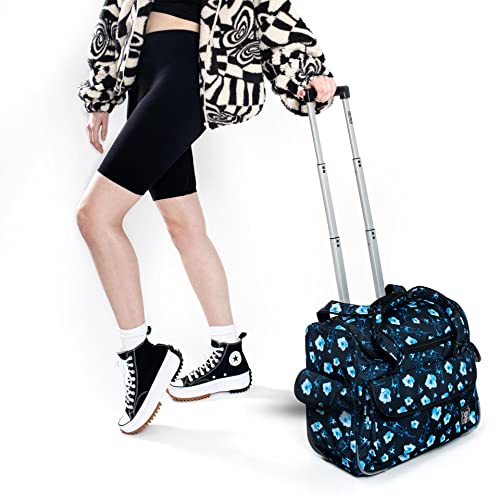 J World New York Donna Rolling Tote Bag on Wheels. Laptop Carry-On, Black (Measures 15 X 17 X 8.3 inches, Holds over 35 litres)