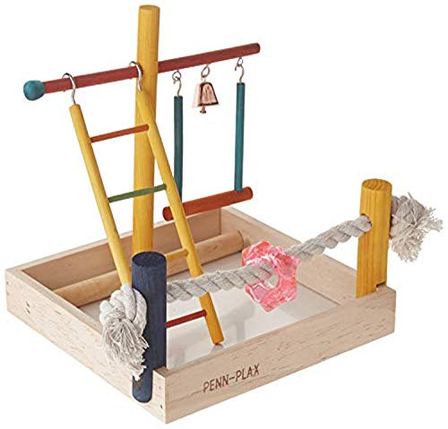 Penn-Plax Bird Life Wooden Playpen – Perfect for Parakeets, Lovebirds, and Parrotlets – Small