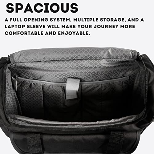 J World New York Donna Rolling Tote Bag on Wheels. Laptop Carry-On, Black (Measures 15 X 17 X 8.3 inches, Holds over 35 litres)