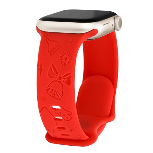 Christmas Gifts Compatible with Christmas Apple Watch Band for Women 42mm(Series 10) 41mm 40mm 38mm, Adjustable Soft Silicone Santa Claus Snowflake Band for iWatch Bands Series 10/9/8/7/6/5/4/3/2/1/SE