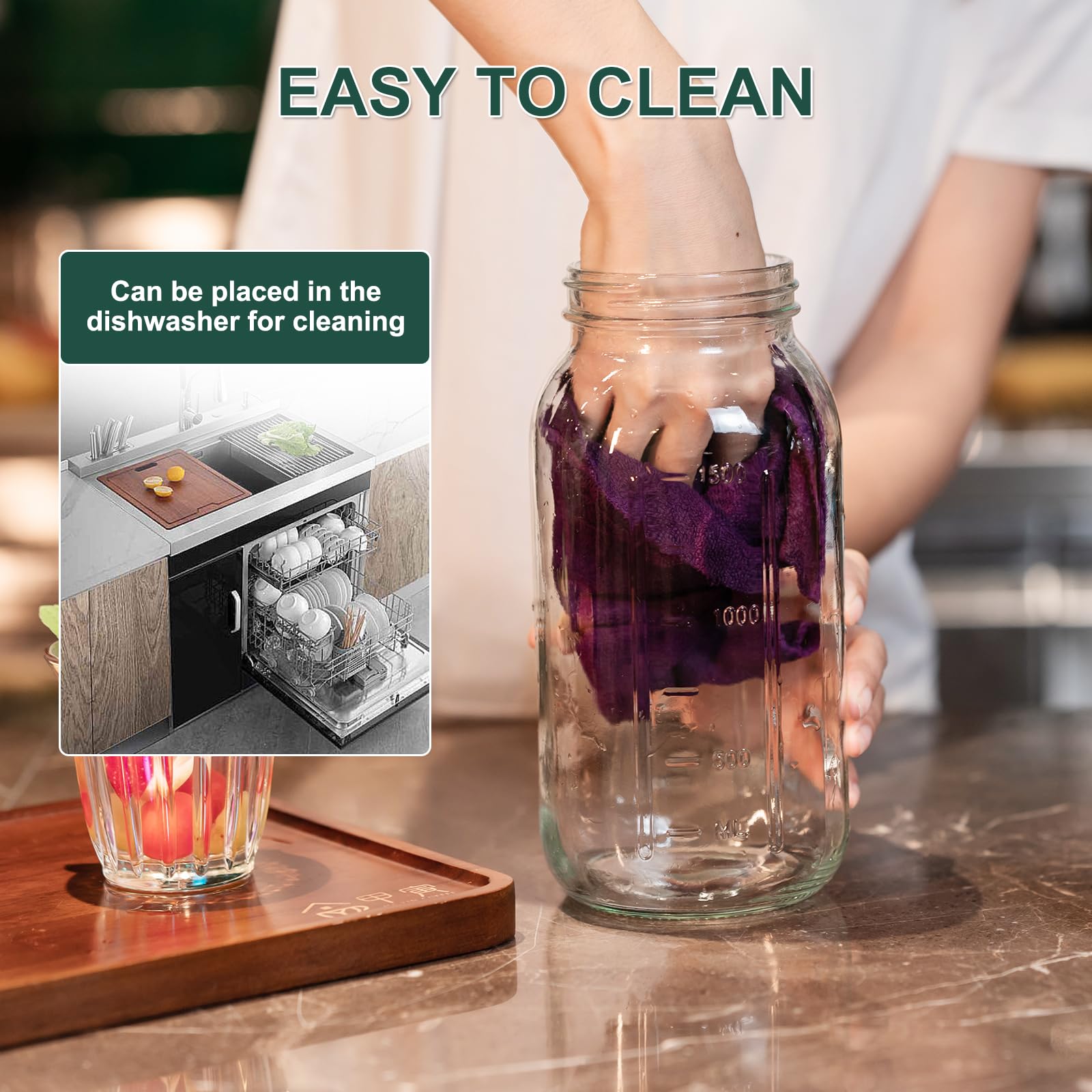 64oz Glass Pitcher with Lid,Leak Proof,Glass Water Jugs, BPA-Free,Microwave & Dishwasher Safe Pitcher,Sun & Iced Tea, Sangria,Cold Brew Coffee & More
