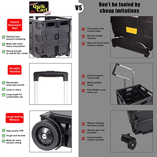 dbest products Quik Cart Pockets Bundle Caddy Organizer Teacher Tote Rolling Crate Mobile Tool Storage Fabric Cover Bag, Black