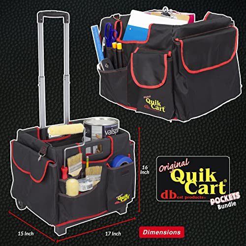 dbest products Quik Cart Pockets Bundle Caddy Organizer Teacher Tote Rolling Crate Mobile Tool Storage Fabric Cover Bag, Black