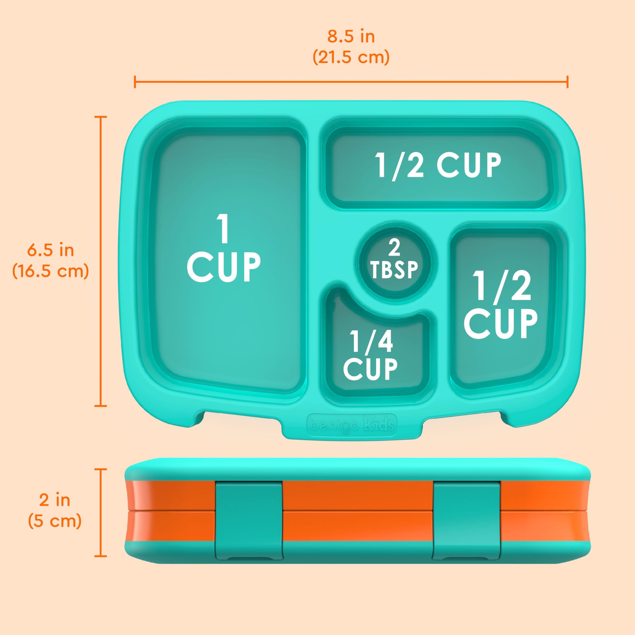 Bentgo Kids Bento-Style 5-Compartment Leak-Proof Lunch Box - Ideal Portion Sizes for Ages 3 to 7 - Durable, Drop-Proof, Dishwasher Safe, BPA-Free, & Made with Food-Safe Materials (Orange)
