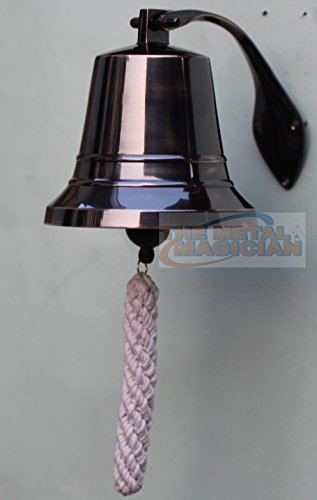 5" Solid Brass Bell Quality Marine Wall Mounted Ship Bronze Finished Hanging Bell Perfect for Dinner, Indoor, Outdoor, School, Bar, Reception, Last Order & Church by The Metal Magician