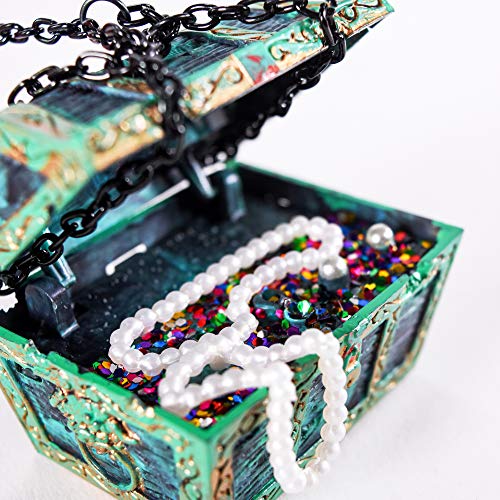 Penn-Plax Aquarium Decoration with Moving Treasure Chest, Floating Diver, and Bubble Action 4 Inches High