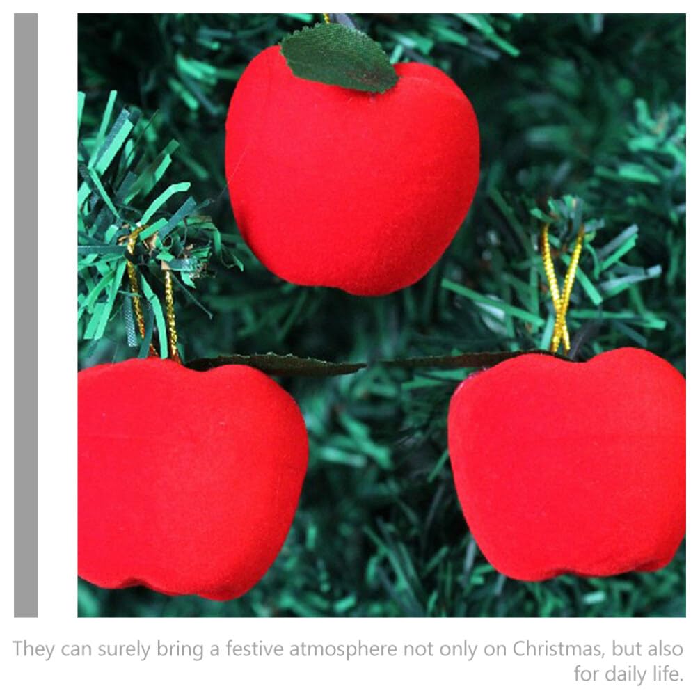 Artibetter Shatterproof Christmas Tree Baubles, Christmas Tree Pendant Foam Red Apple Decoration Christmas Apple Ornament Apple Shaped Hanging Xmas Tree Decor 60Pcs 2cm
