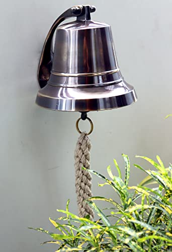 5" Solid Brass Bell Quality Marine Wall Mounted Ship Bronze Finished Hanging Bell Perfect for Dinner, Indoor, Outdoor, School, Bar, Reception, Last Order & Church by The Metal Magician