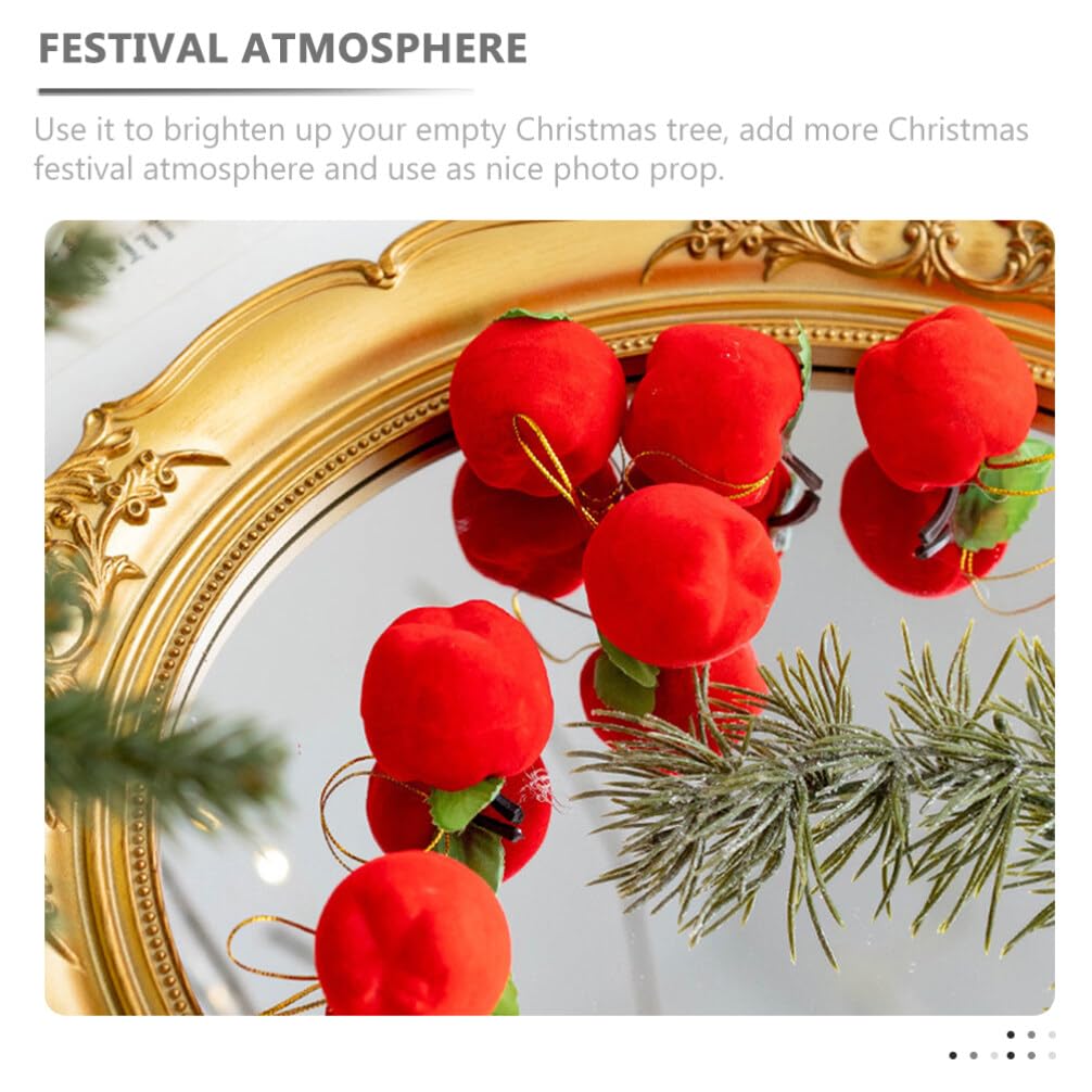 Artibetter Shatterproof Christmas Tree Baubles, Christmas Tree Pendant Foam Red Apple Decoration Christmas Apple Ornament Apple Shaped Hanging Xmas Tree Decor 60Pcs 2cm