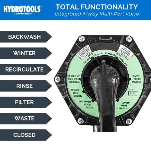 HYDROTOOLS BY SWIMLINE 24 Inch Sand Filter Combo Set With Stand & Multi Port Valve, 300 Pound Sand Capacity