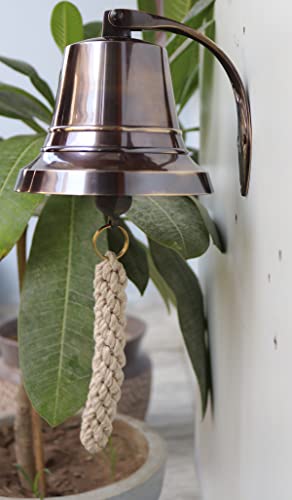 5" Solid Brass Bell Quality Marine Wall Mounted Ship Bronze Finished Hanging Bell Perfect for Dinner, Indoor, Outdoor, School, Bar, Reception, Last Order & Church by The Metal Magician