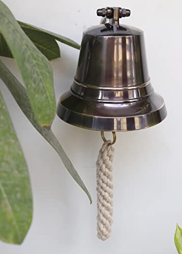 5" Solid Brass Bell Quality Marine Wall Mounted Ship Bronze Finished Hanging Bell Perfect for Dinner, Indoor, Outdoor, School, Bar, Reception, Last Order & Church by The Metal Magician