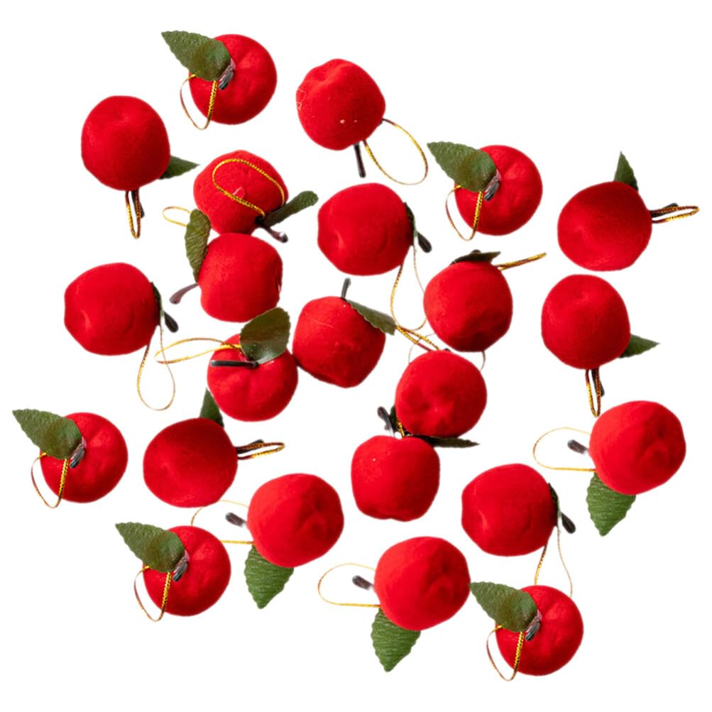 Artibetter Shatterproof Christmas Tree Baubles, Christmas Tree Pendant Foam Red Apple Decoration Christmas Apple Ornament Apple Shaped Hanging Xmas Tree Decor 60Pcs 2cm