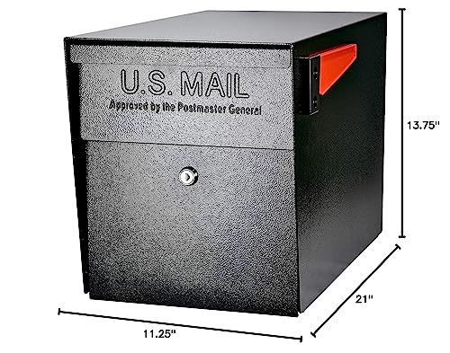 Mail Boss 7106 Curbside Steel Post Mount Security Locking Mailbox, Black, Extra Large, 21 in. D x 11.125 in. W x 13.75 in. H