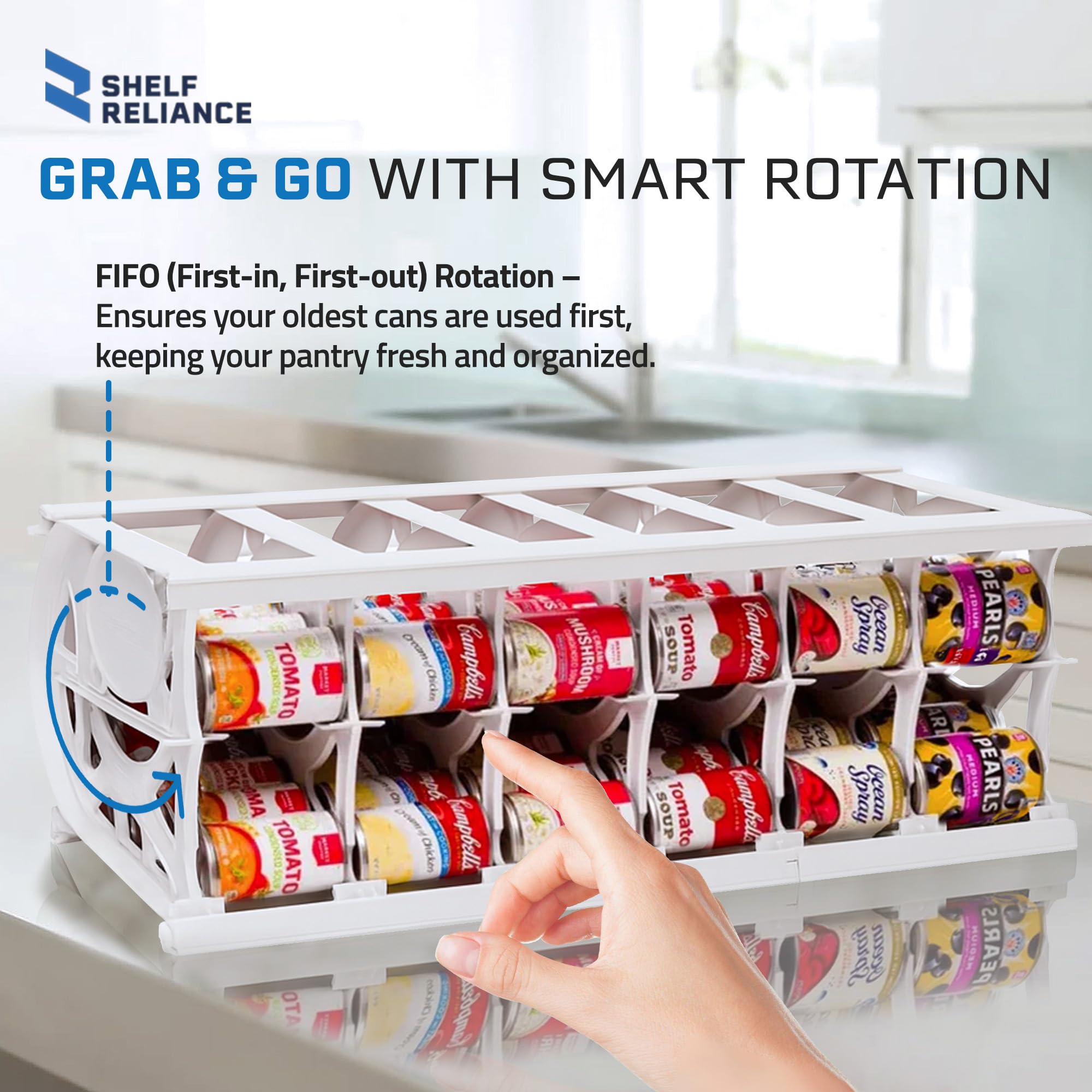 Cansolidator Pantry Plus Stores 60 cans | Rotate Cans First in First Out | Canned Food Organizer for Pantry | Canned Food Storage | Organize Your Kitchen and Pantry