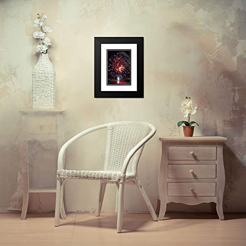 ArtDirect Colorado, Frisco Fireworks Display on July 4th VII 13x18 Black Modern Wood Framed with Double Matting Museum Art Print by Lord, Fred