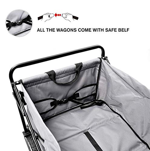 Suuim Folding Garden Wagon Cart Outdoor Park Collapsible Utility Wagon Picnic Camping Cart for Outdoor/Festivals/Camping (B:Gray)