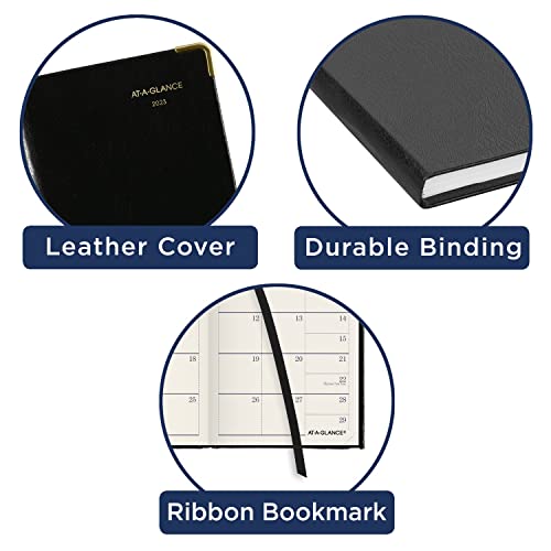 AT-A-GLANCE 2023 Weekly & Monthly Diary, Fine Diary, 3" x 5" Pocket Size, Flexible Cover, Faux Leather (70111105)