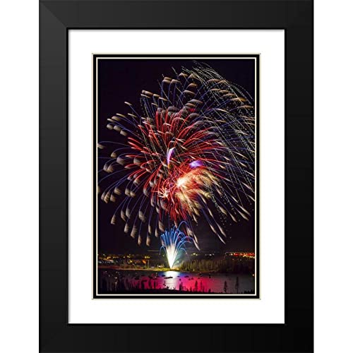 ArtDirect Colorado, Frisco Fireworks Display on July 4th VII 13x18 Black Modern Wood Framed with Double Matting Museum Art Print by Lord, Fred