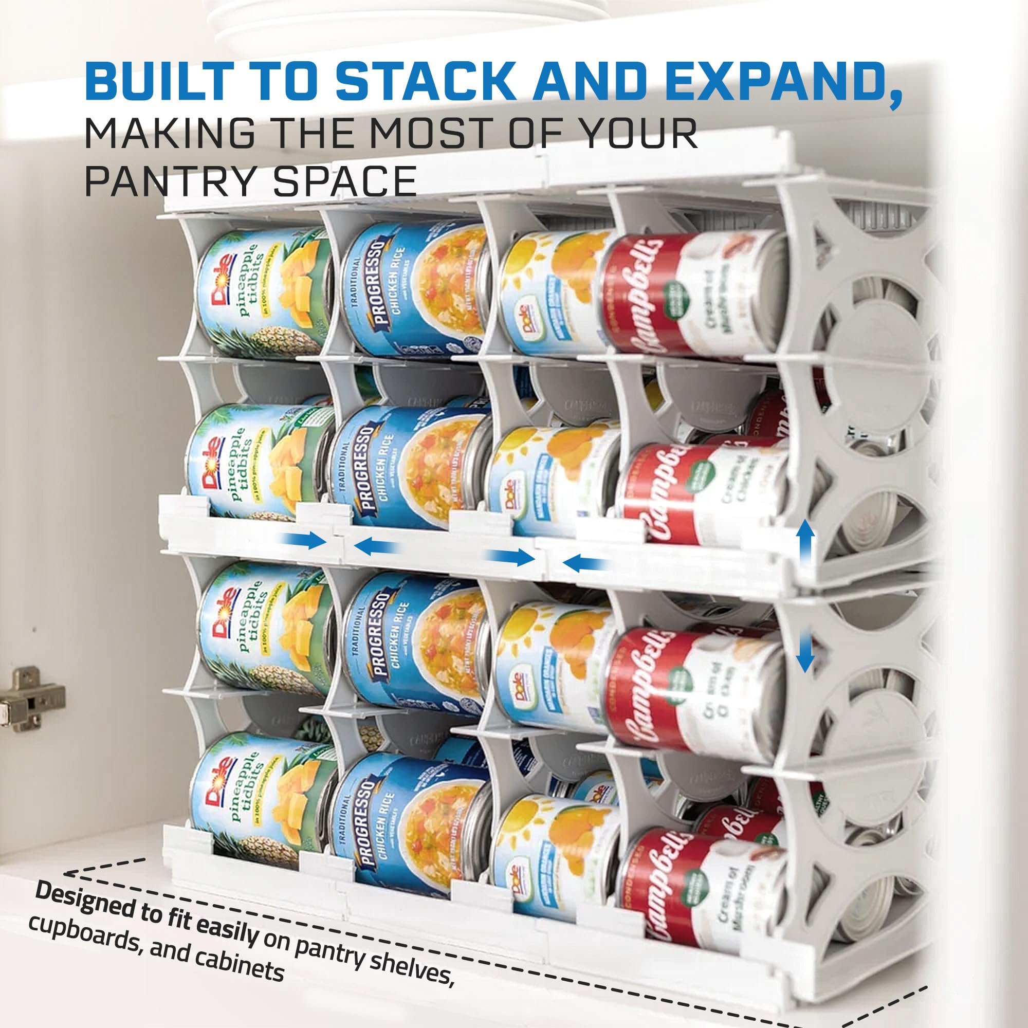 Cansolidator Pantry Plus Stores 60 cans | Rotate Cans First in First Out | Canned Food Organizer for Pantry | Canned Food Storage | Organize Your Kitchen and Pantry