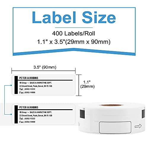 COLORWING Compatible Address Labels Replacement for DK-1201 Brother Labels 1.1 x 3.5 inch Die-Cut 29mm x 90mm, for Brother QL-800 QL-710W QL-810W, 12 Roll Standard Address Labels