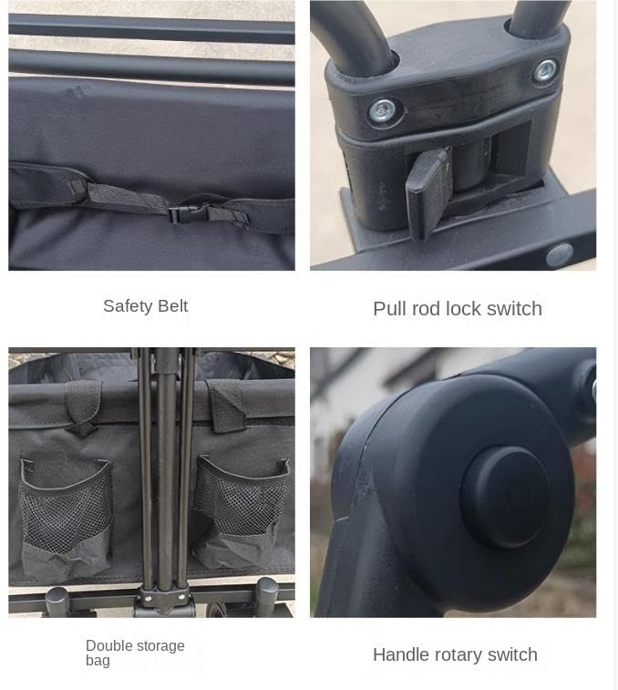 Suuim Garden Wagon Folding Wagon Utility Wagon Foldable Garden Trolley Wagon Heavy Duty Garden Cart with 4 Wheels Beach Wagon Pull Wagon Truck Collapsible W
