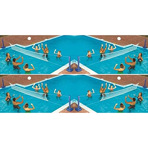 Swimline Cross In Ground Swimming Pool Outdoor Durable Nylon Toy Game Sport Volleyball Net with Ball and Weighted Supports (4 Pack)