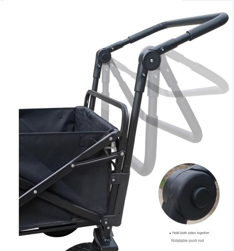 Suuim Garden Wagon Folding Wagon Utility Wagon Foldable Garden Trolley Wagon Heavy Duty Garden Cart with 4 Wheels Beach Wagon Pull Wagon Truck Collapsible W