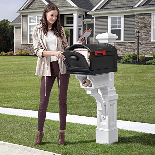 Step2 Atherton Extra Large Mailbox & Post, Weather Resistant, Large Outdoor Mailboxes, Made of Durable Plastic, Easy to Install, Flag Included, Onyx Black